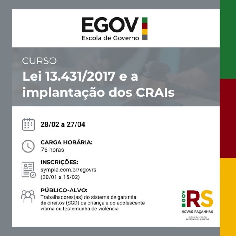 Inscrições abertas para curso sobre Lei da Escuta Protegida e ...